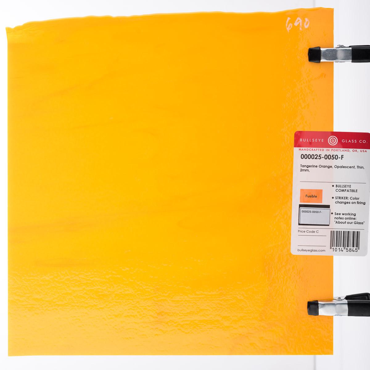 Bullseye - Tangerine Orange Opalescent, Thin-rolled, 2 mm, Fusible, 17 ...