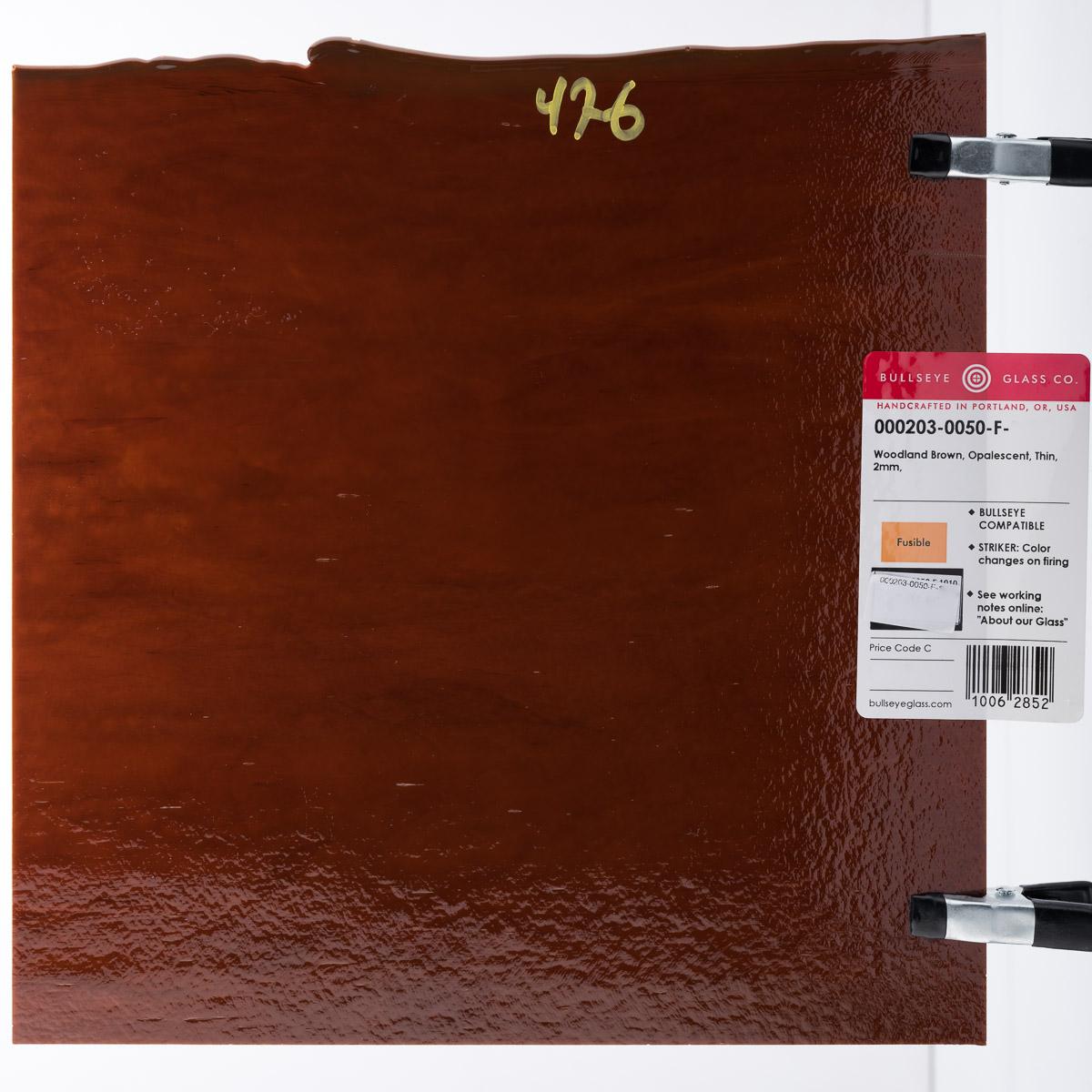 Bullseye - Woodland Brown Opalescent, Thin-rolled, 2 mm, Fusible, 17 x ...